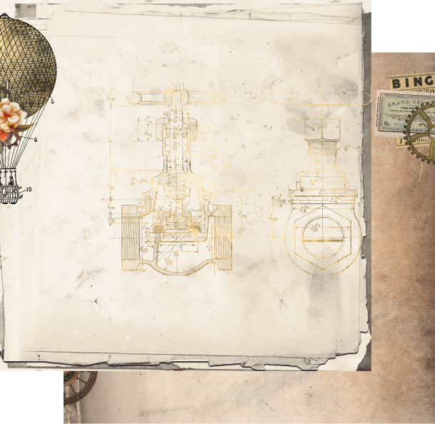 Steampunk Safari 12 x 12 Paper - TRC Creative